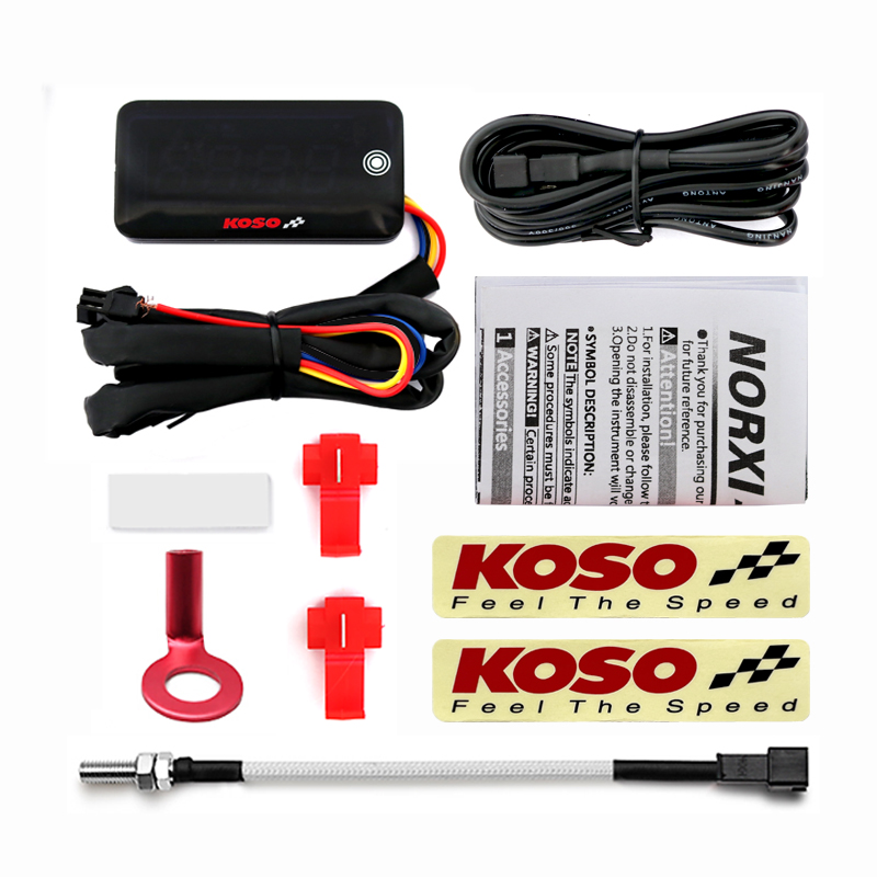Motorcycle KOSO Cylinder Head Temperature Meter Voltmeter Timetable 3 in 1 Functional ...