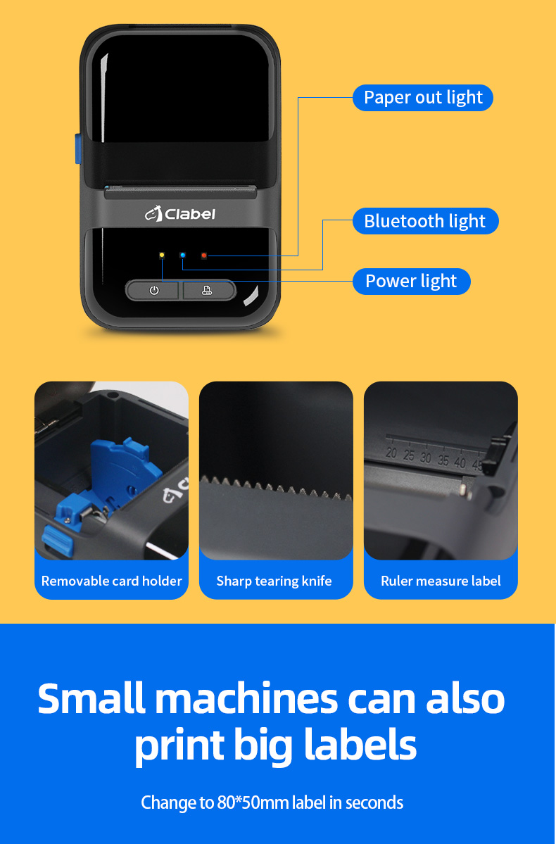 CLABEL 220B Label Maker Mini Label Printer Portable Food Price Tag ...