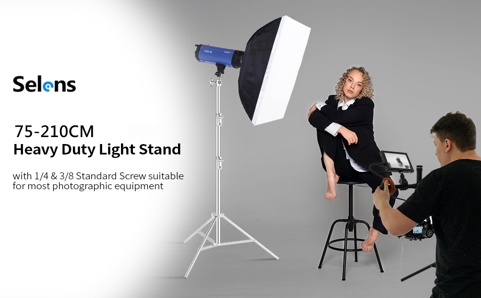 Selens 210CM Light Stand Tripod Stainless Steel Heavy Duty Stand for Studio Softbox Monolight ...