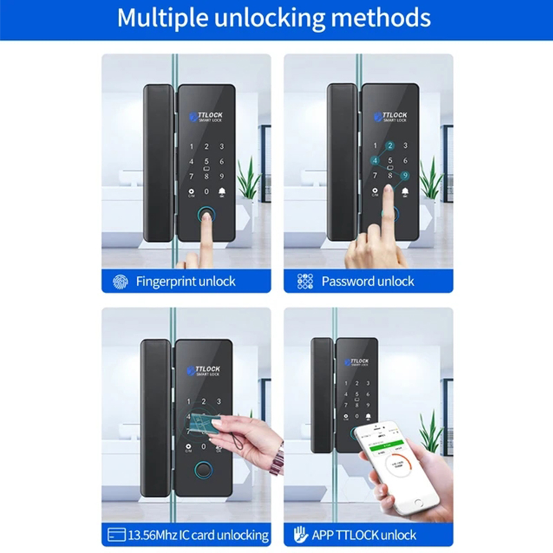 TTLOCK APP Fingerprint Lock Bluetooth Smart Glass Door Lock Biometric ...
