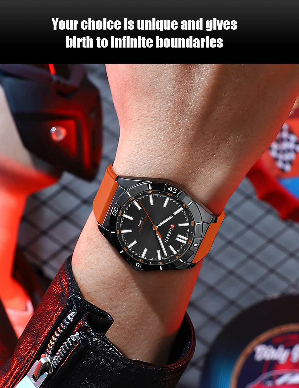 CURREN Original Waterproof Men's Watch Luminous Pointer Dial Silicone ...