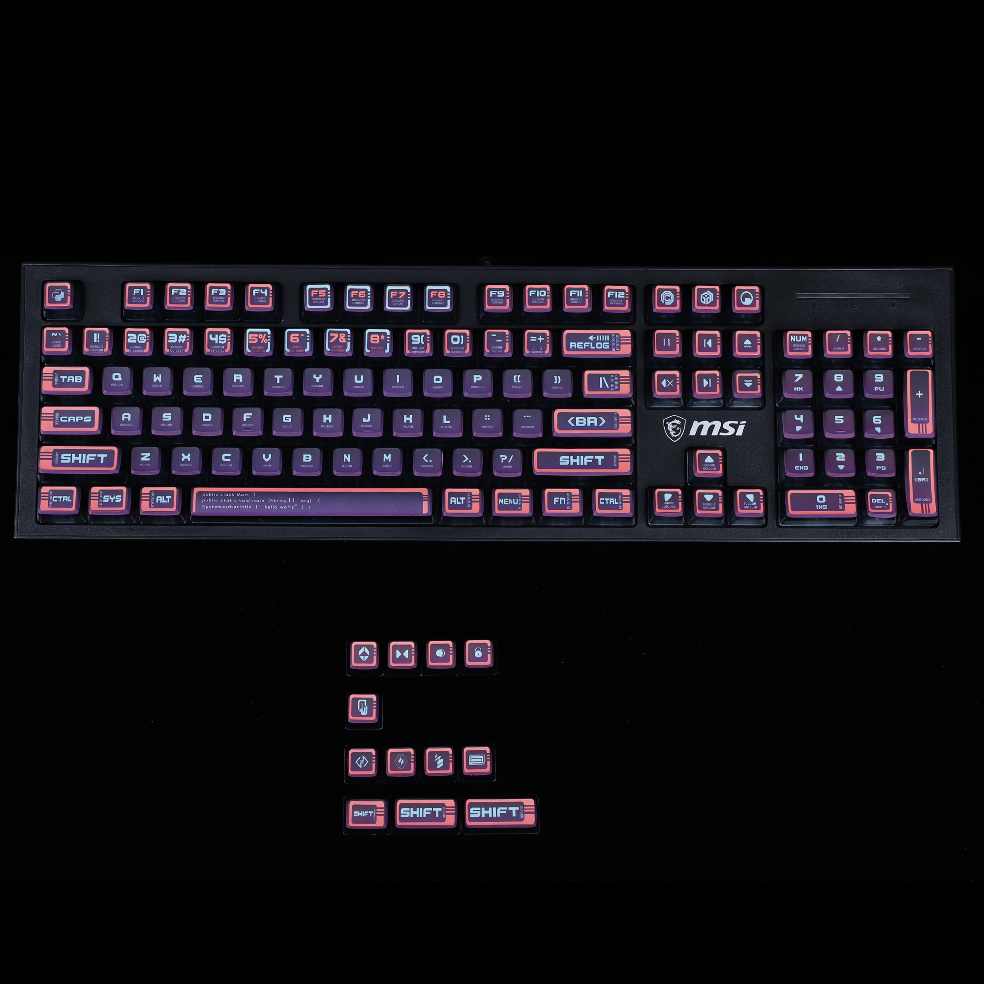 116 Key YMDK Red Cyber Style PBT Pudding Backlit Smoky Keycaps ASA Profile For MX Mechanical ...