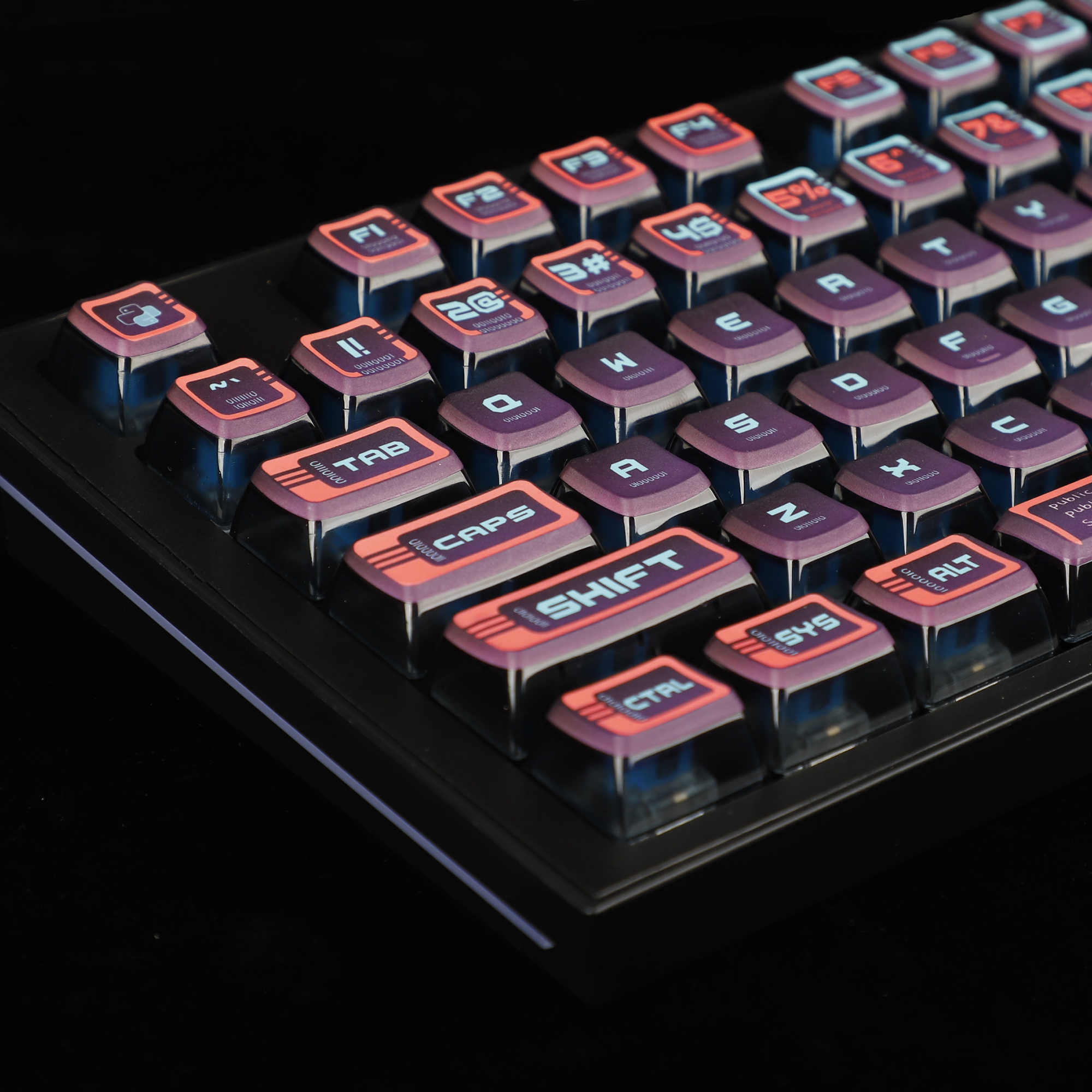 116 Key YMDK Red Cyber Style PBT Pudding Backlit Smoky Keycaps ASA Profile For MX Mechanical ...