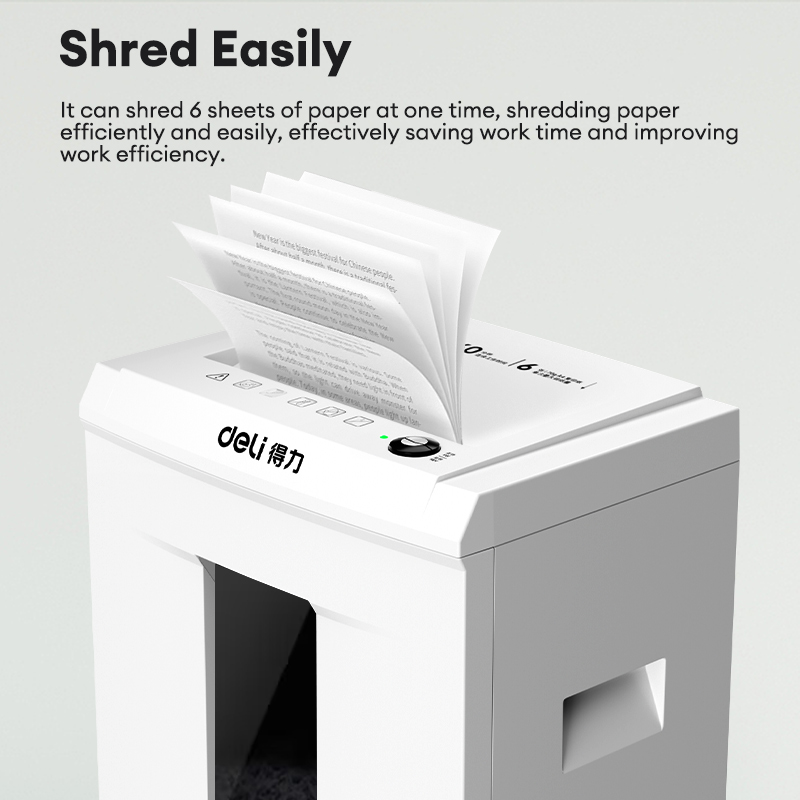 Deli A4 Shredder 20L Automatic Paper Shredder 6 Sheets Paper Feeder ...