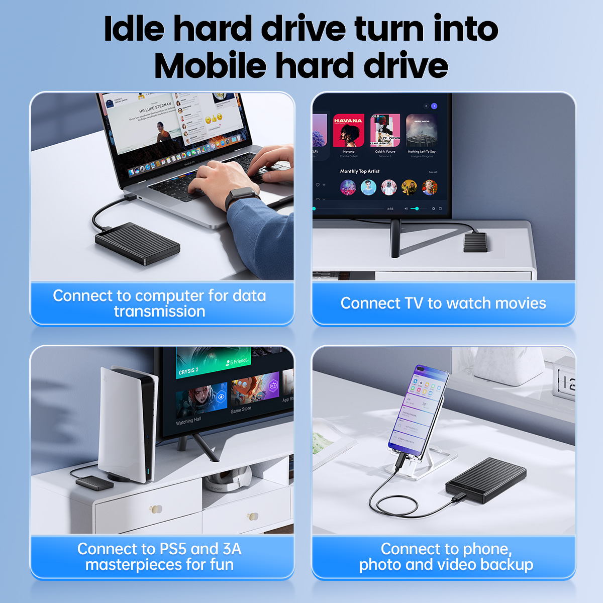 ORICO hdd Enclosure 2.5 SATA to USB 3.0 Type C External Hard Disk Case ...
