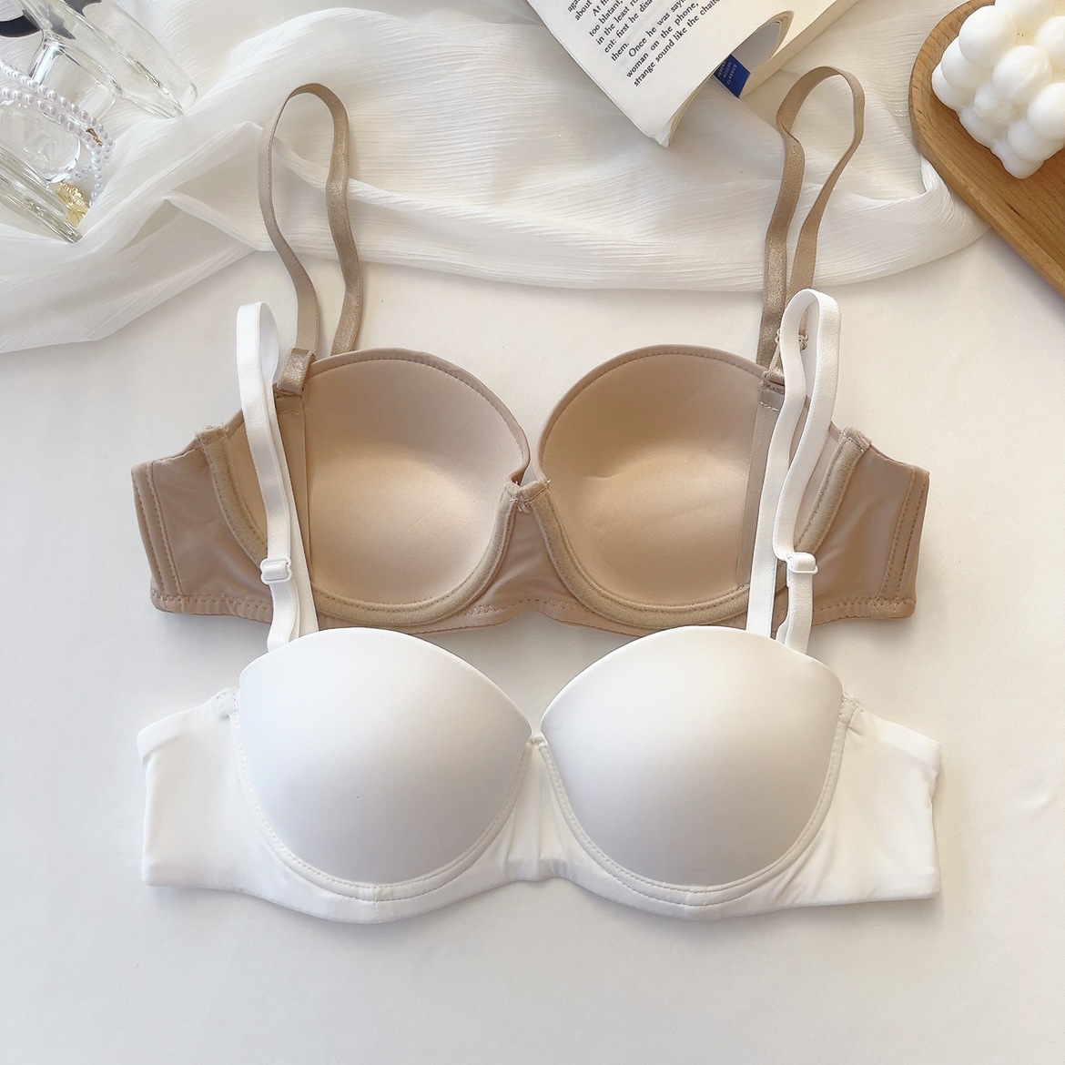 Seamless Bras for Women Small Breast Glossy Push Up 3/4 Cup A B Cups ...