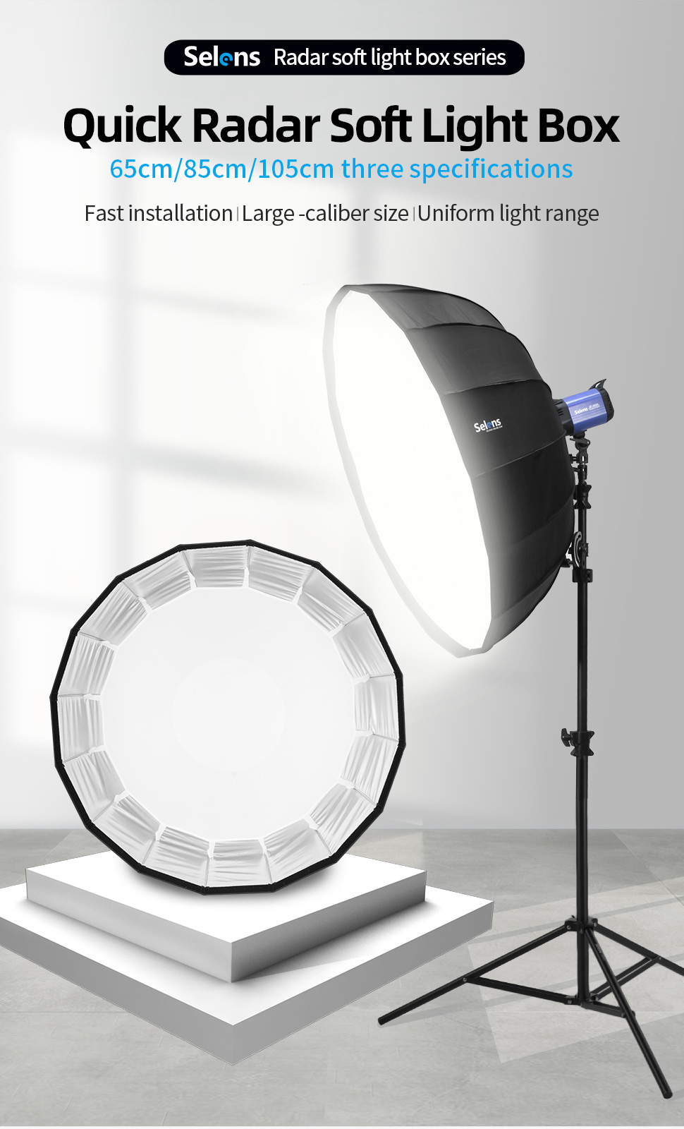 Selens Photography Parabolic Umbrella Beauty Dish Studio Soft Light Box ...