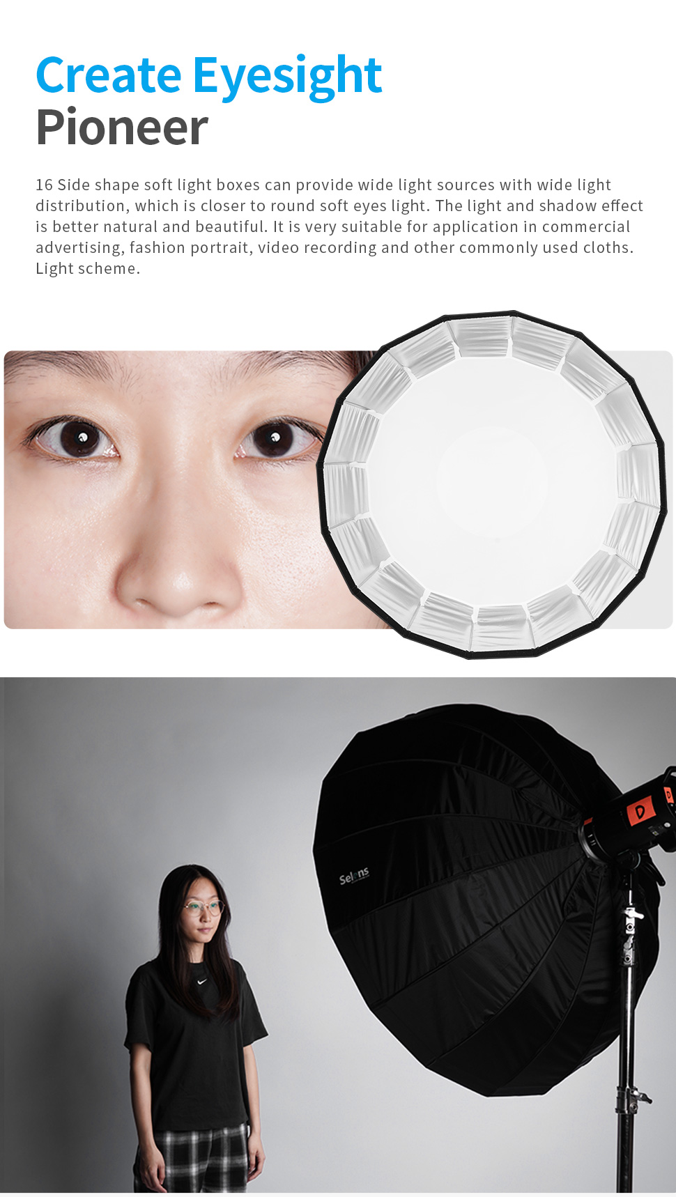 Selens Photography Parabolic Umbrella Beauty Dish Studio Soft Light Box ...