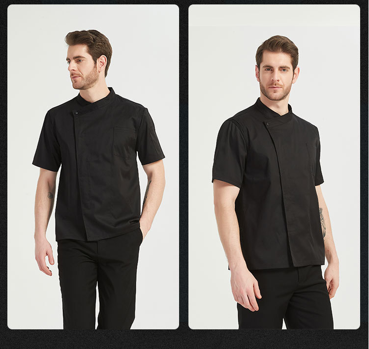 Ready Stock French restaurant black chef uniform short-sleeved male ...