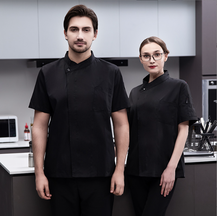Ready Stock French restaurant black chef uniform short-sleeved male ...