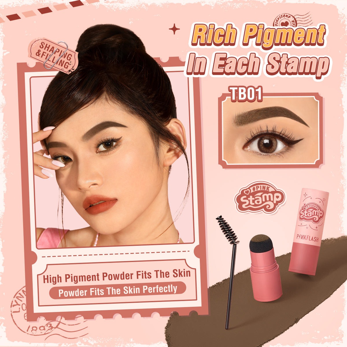 Pinkflash 3 In 1 Multi-Use Waterproof Eyebrow Powder Cushion Stamp With ...