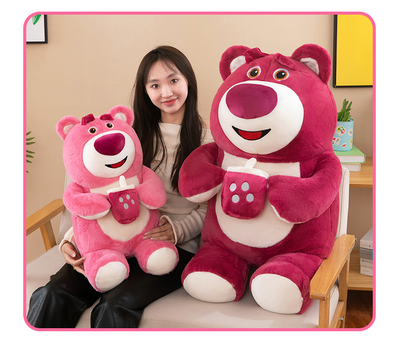 Lotso Strawberry bear pillow Stuffed toy cute girl large doll doll ...