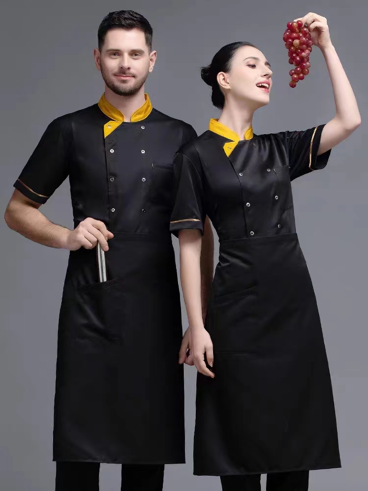 Chef uniform men's short-sleeved catering restaurant Baju chef thin ...