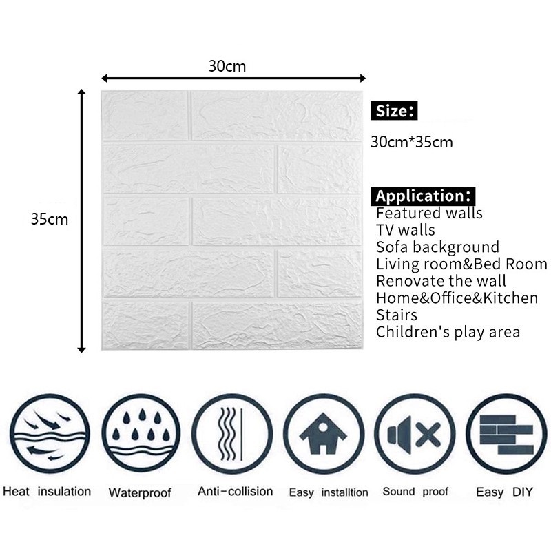 Wall Paper Sticker Wall Foam Brick 3D Wallpaper Sticker Dinding Diy ...