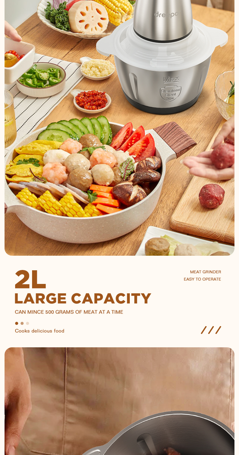 Dreepor meat grinder 2L 3L5Lcapacity electric food processor food grinder kitchen appliances ...