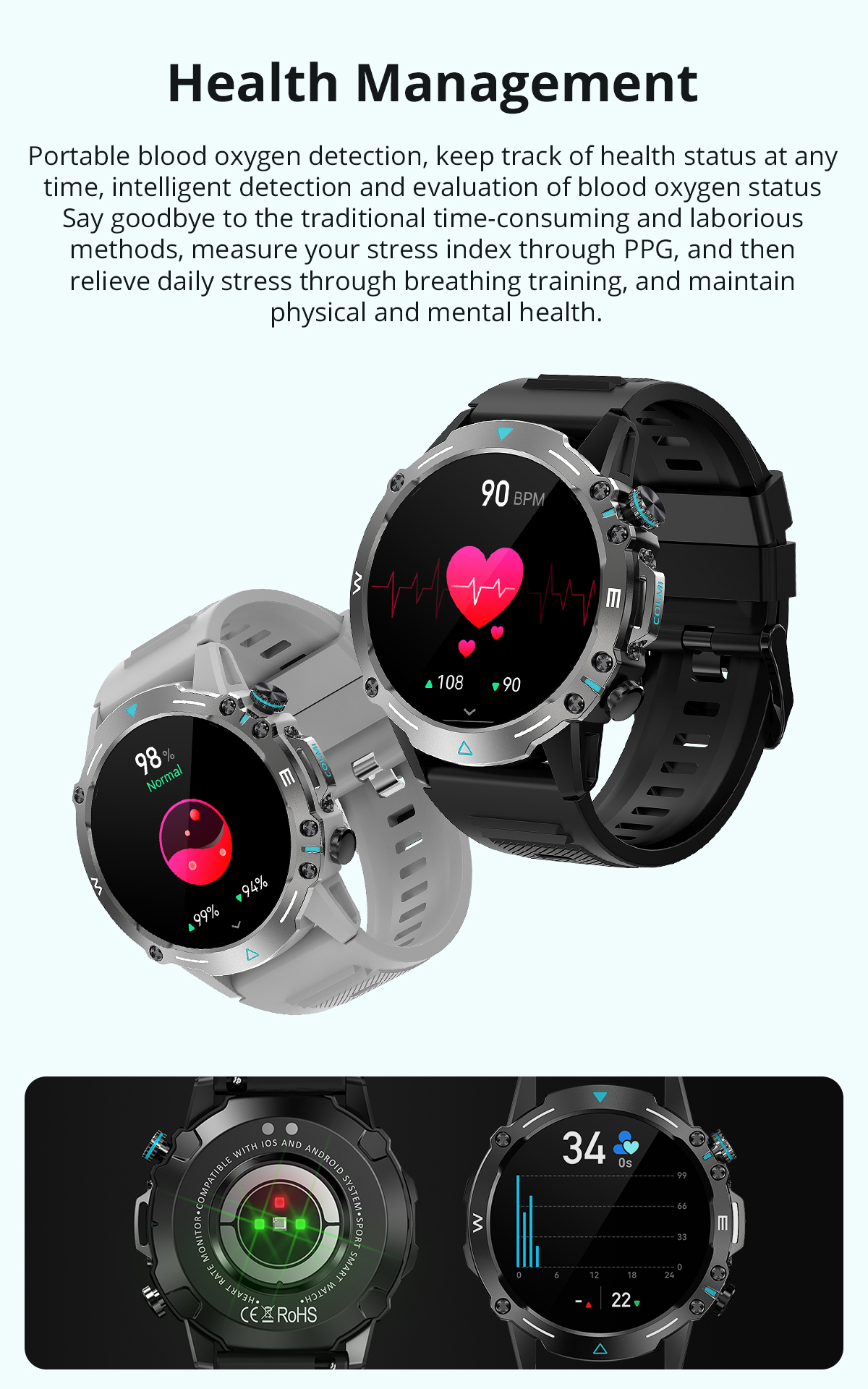 COLMI M42 Smart Watch AMOLED Screen 410mAh IP68 Waterproof Calculator ...
