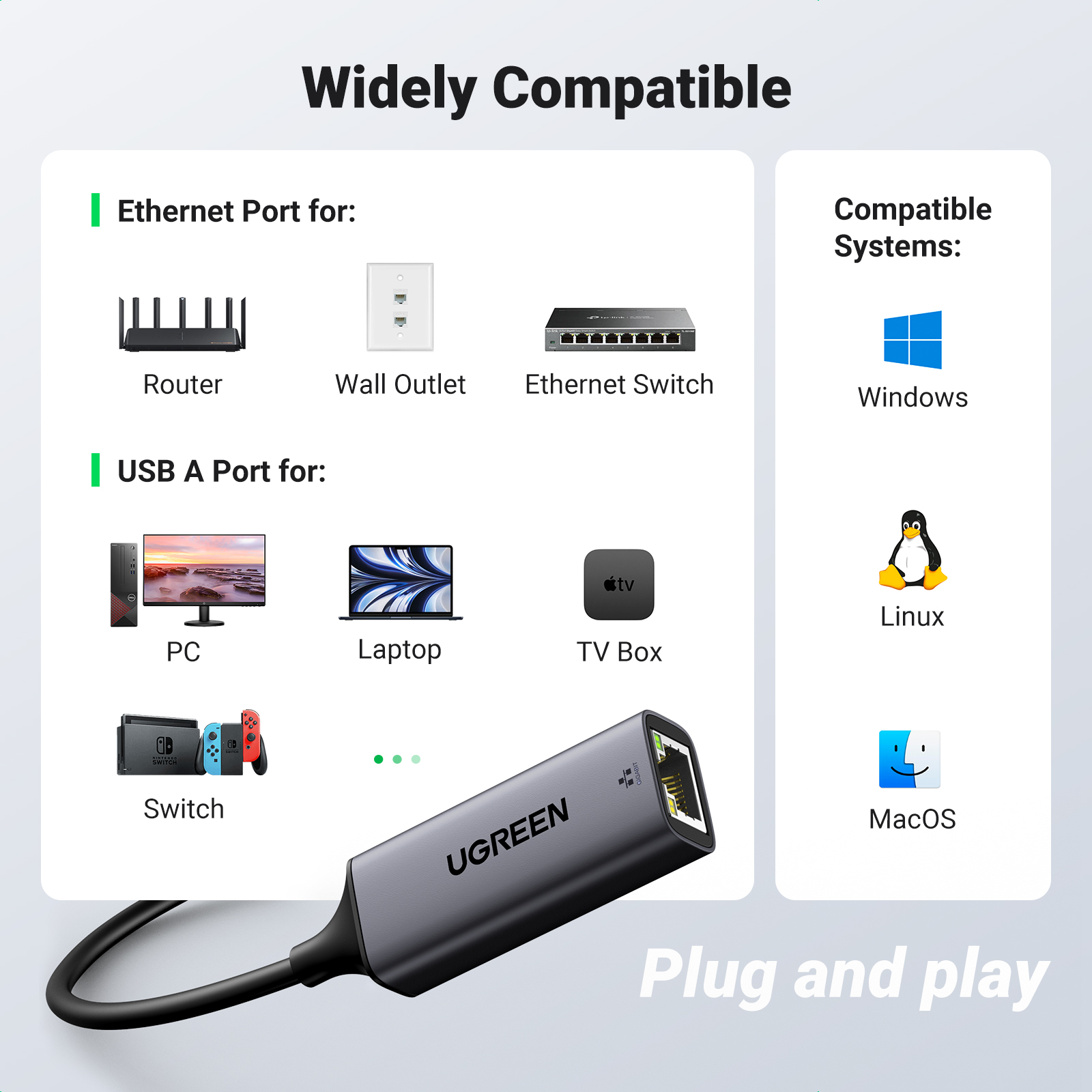 UGREEN USB Ethernet Adapter USB 3.0 2.0 Network Card | Shopee Philippines