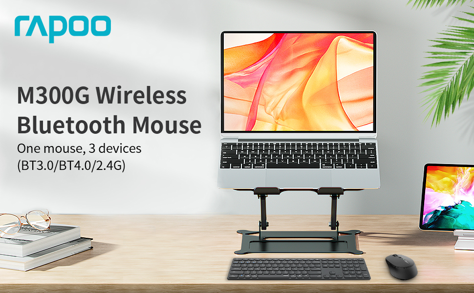 Rapoo M300G Multi-Mode Silent Wireless Bluetooth Mouse with 1600DPI Bluetooth 3.0/4.0 RF 2.4GHz ...