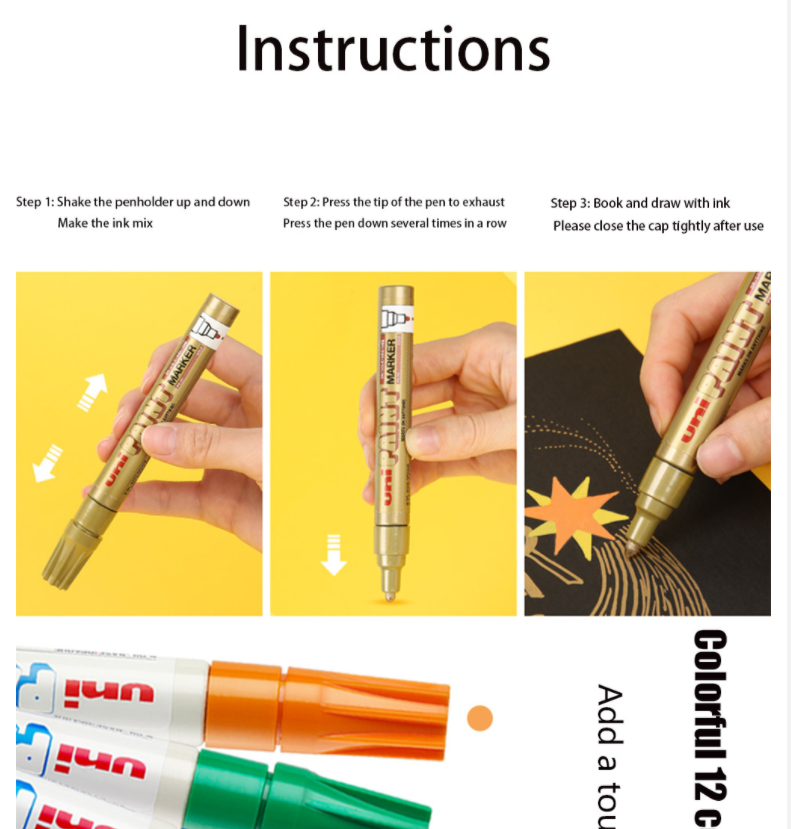 UNI Japanese Color Paint Pen 1 Pcs PX-20 Touchup Painting Art Creation Signature Tire Pen 2.2-2 ...