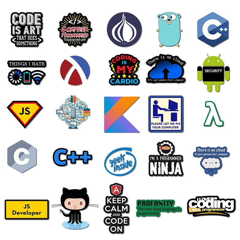 50pcs Laptop Stickers for Program Developer Software Coder Hacker ...