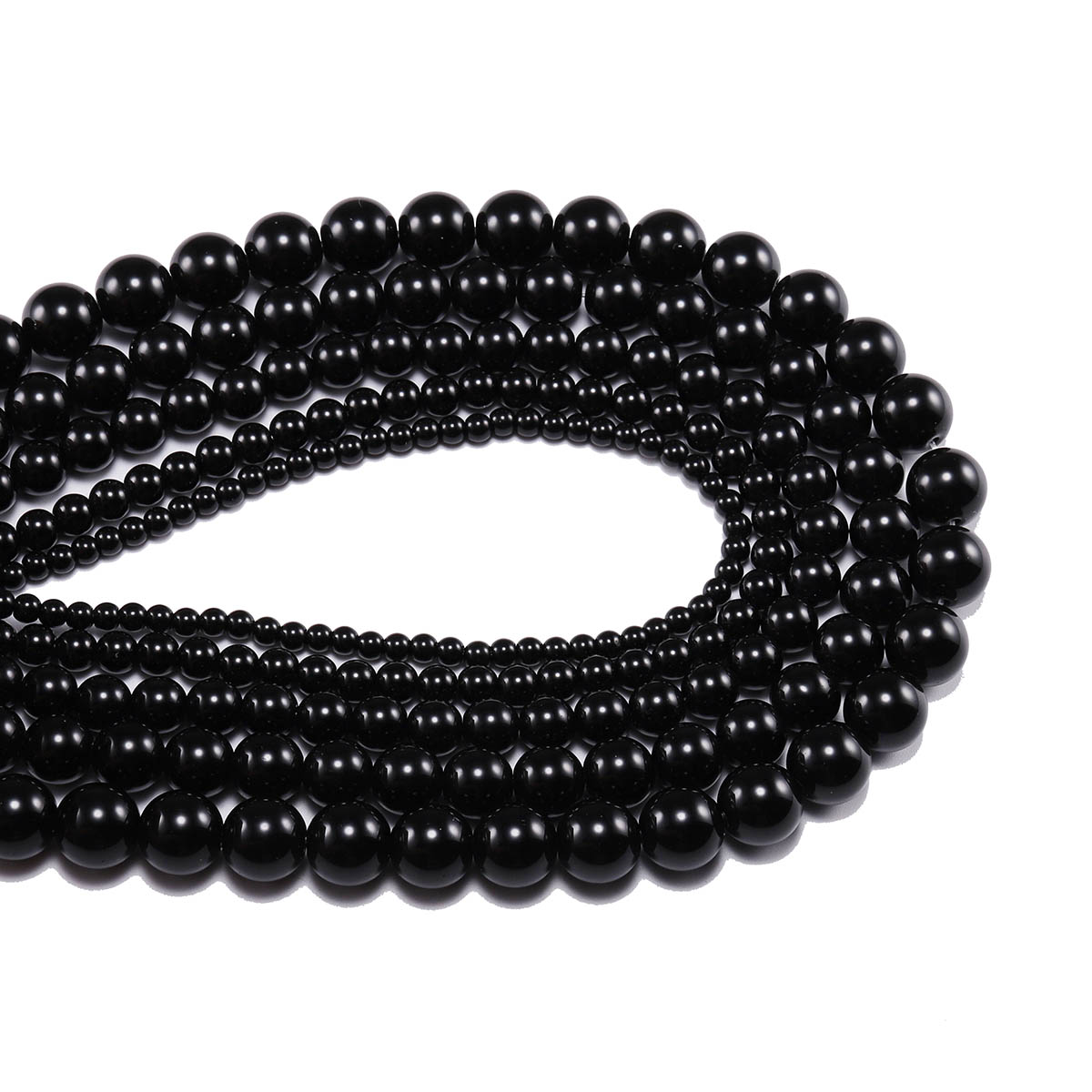 St.kunkka Glass Round Beads pearl - Black (1Strand/Lot 4 x 6 x 8 x 10 x ...