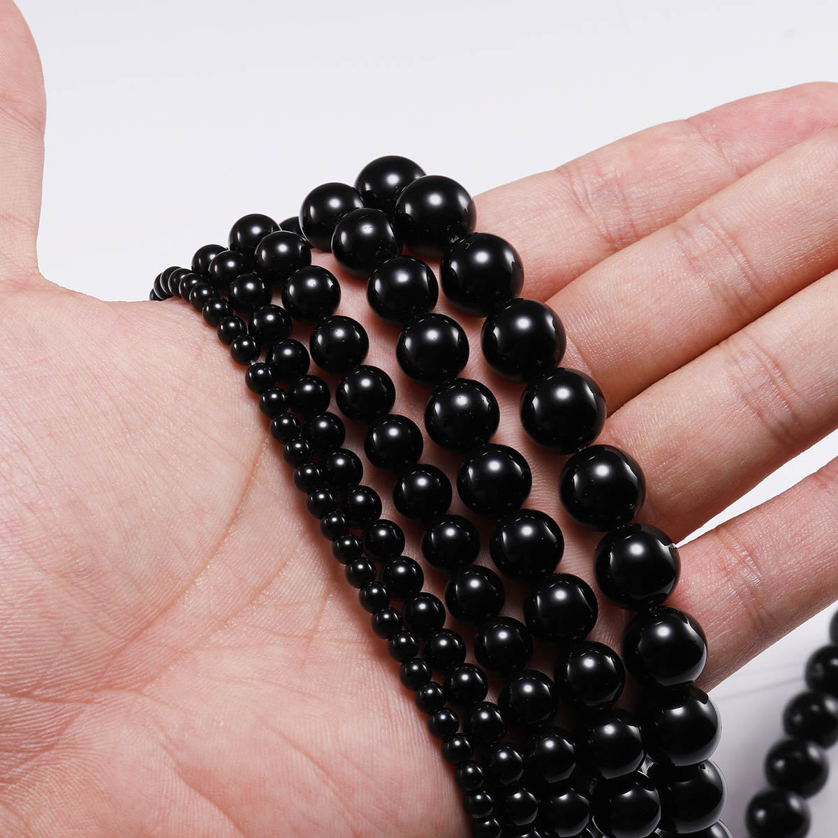 St.kunkka Glass Round Beads pearl - Black (1Strand/Lot 4 x 6 x 8 x 10 x ...