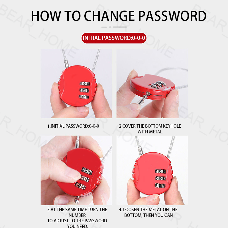Wire Rope Digit Padlock Travel Smart Combination Lock Suitcase Anti-theft Cartoon Lock | Shopee ...