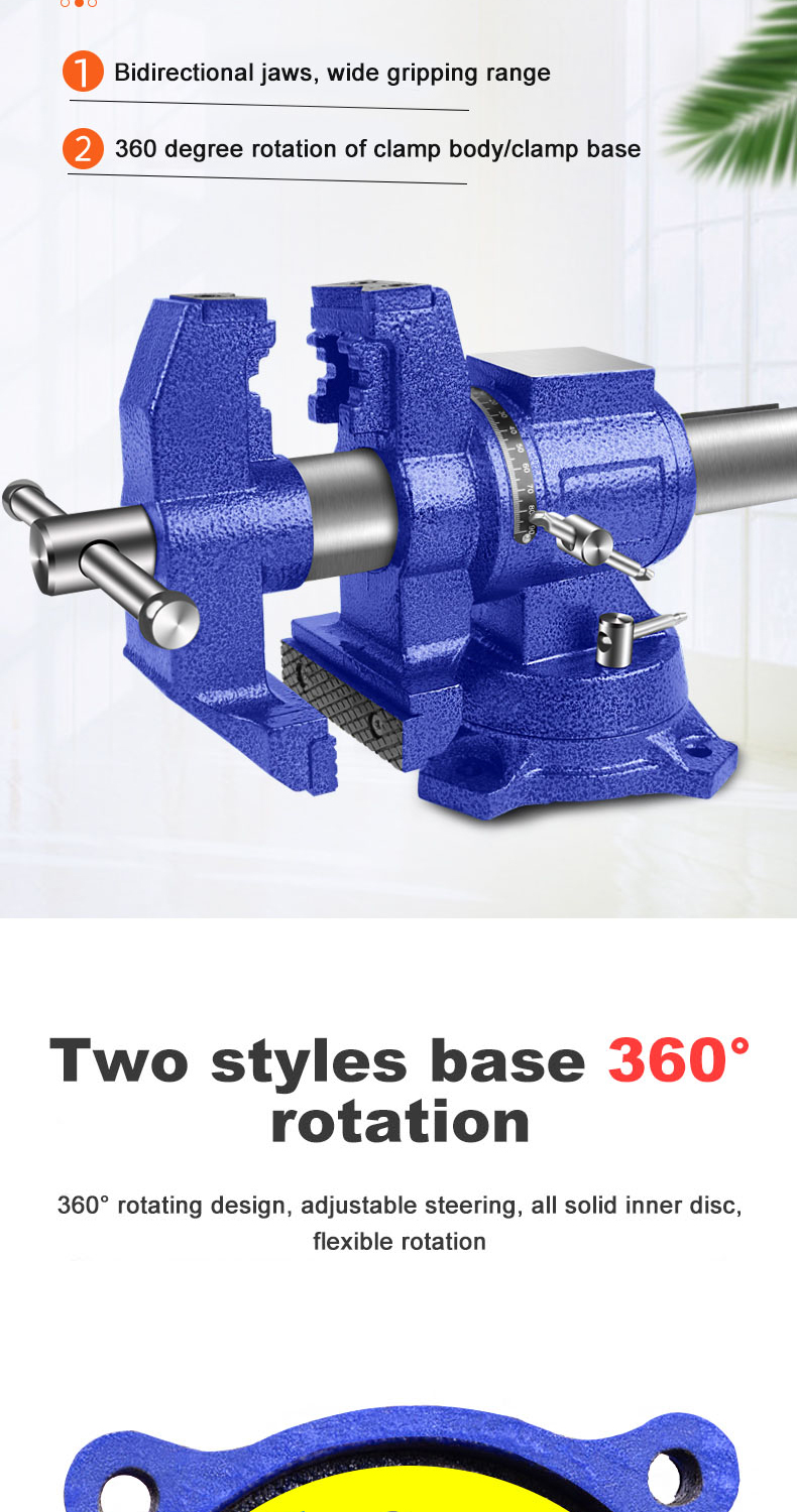 【High Quality】Heavy Duty Bench Vise Clamp 360° rotating cast iron bench ...