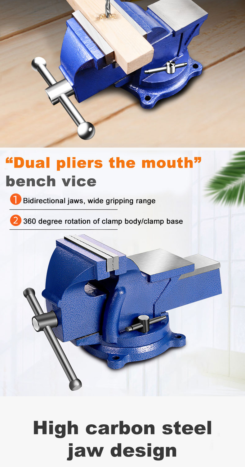 【High Quality】Heavy Duty Bench Vise Clamp 360° rotating cast iron bench ...