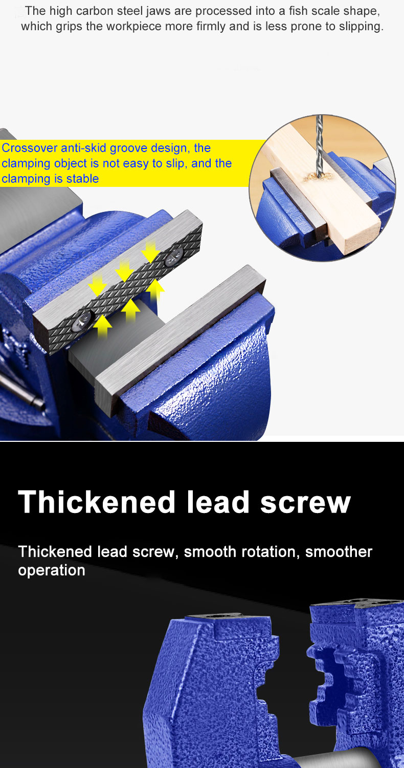 【High Quality】Heavy Duty Bench Vise Clamp 360° rotating cast iron bench ...