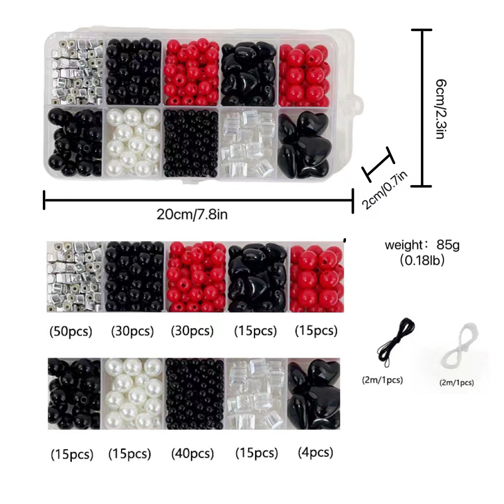 New Style Korean Version Simple Red Black Acrylic Beaded DIY Material ...