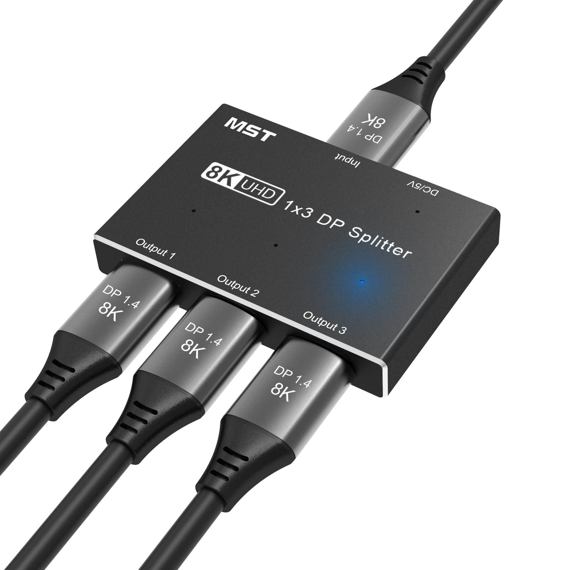8K 1X3 DP Splitter 8K60Hz 4K120Hz Displayport1.4 MST Hub for 1 Port ...
