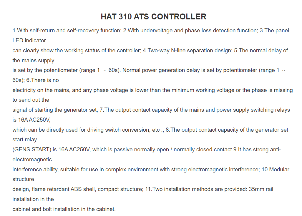 SmartGen HAT310 Generator ATS Controller | Auto Start Stop Module ...