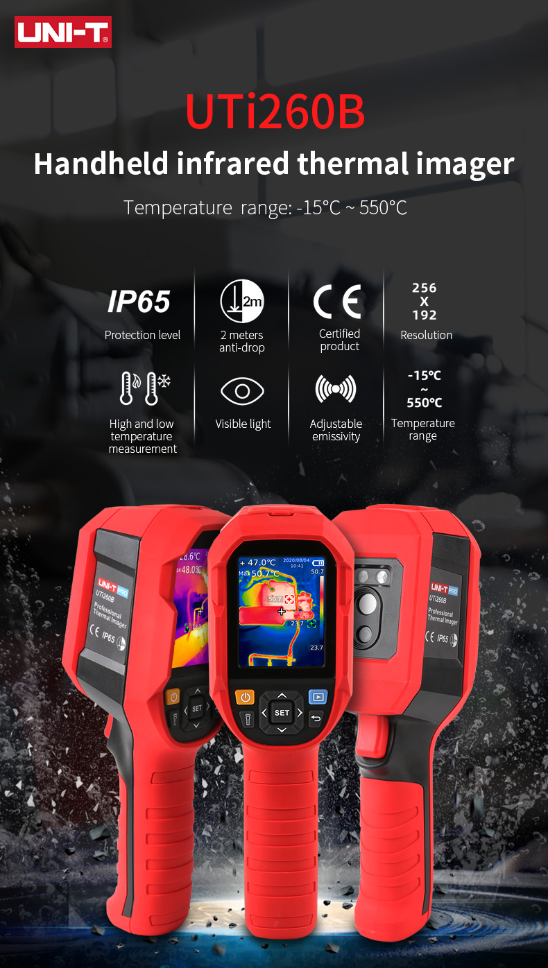UNI-T UTi260B HD 256 x 192 Pixels Industrial Infrared Thermal Imager ...