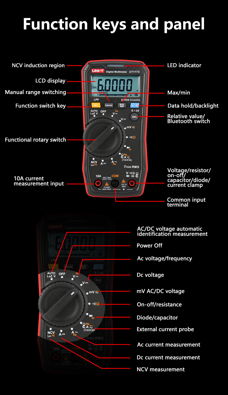 UNI-T UT117C 60000 Digital multimeter True Effective Value Multimeter ...