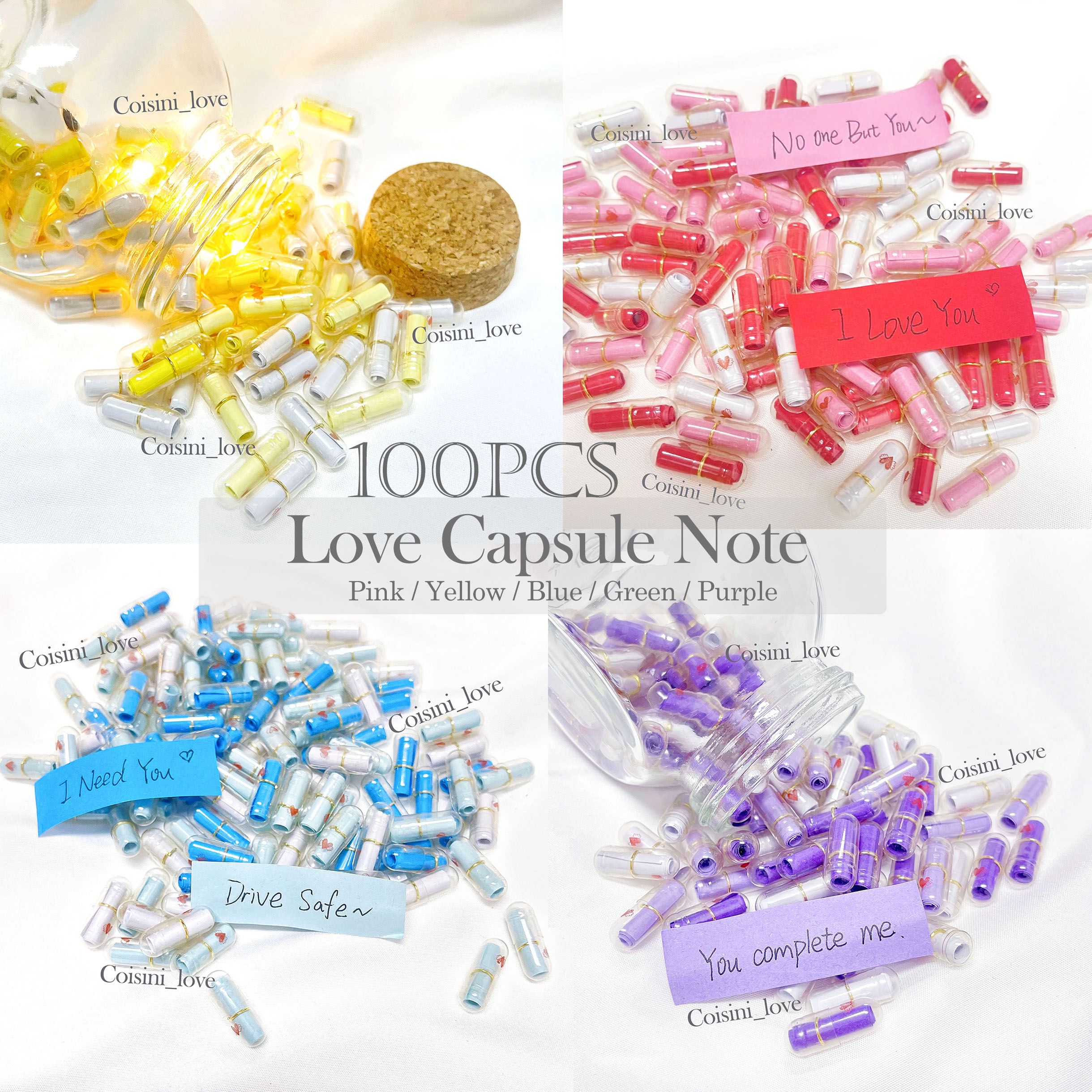 [Coisíní] 100Pcs Mini Capsules DIY Small Note Love Letter 5 Style Paper ...