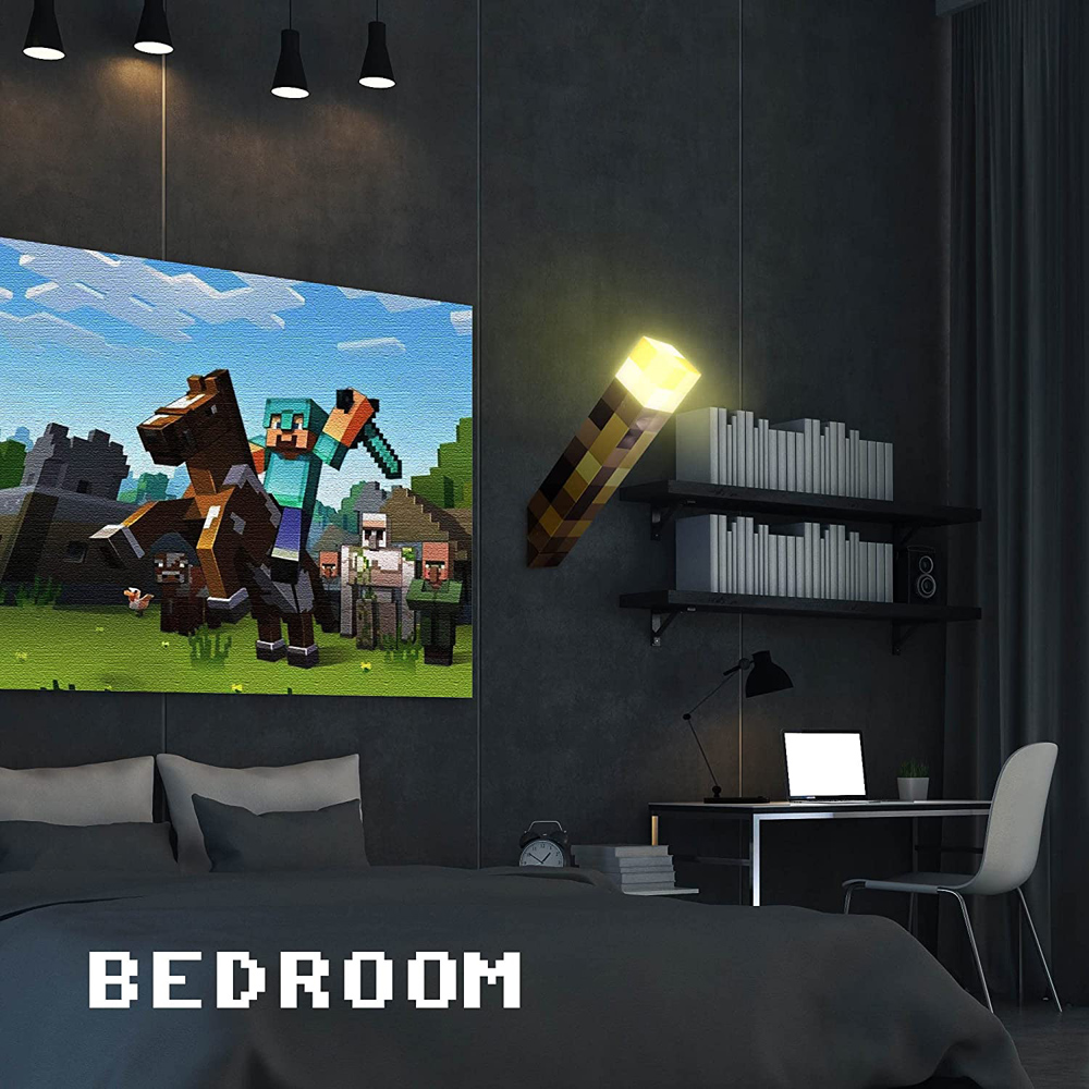 My World Charging Night Light Minecraft Torch Four Colour Changing LED ...