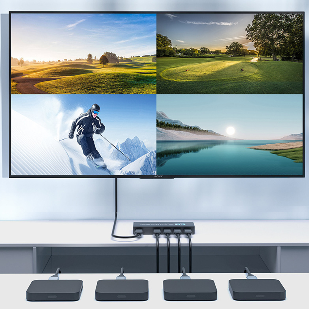 4K HDMI Quad Multi-Viewer Switch 4 IN 1 Out Multi Screen Viewer ...