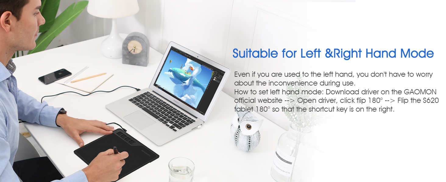 GAOMON S620 Graphics Tablet 6.5 x 4 Inches Pen Tablet with 4 Express ...