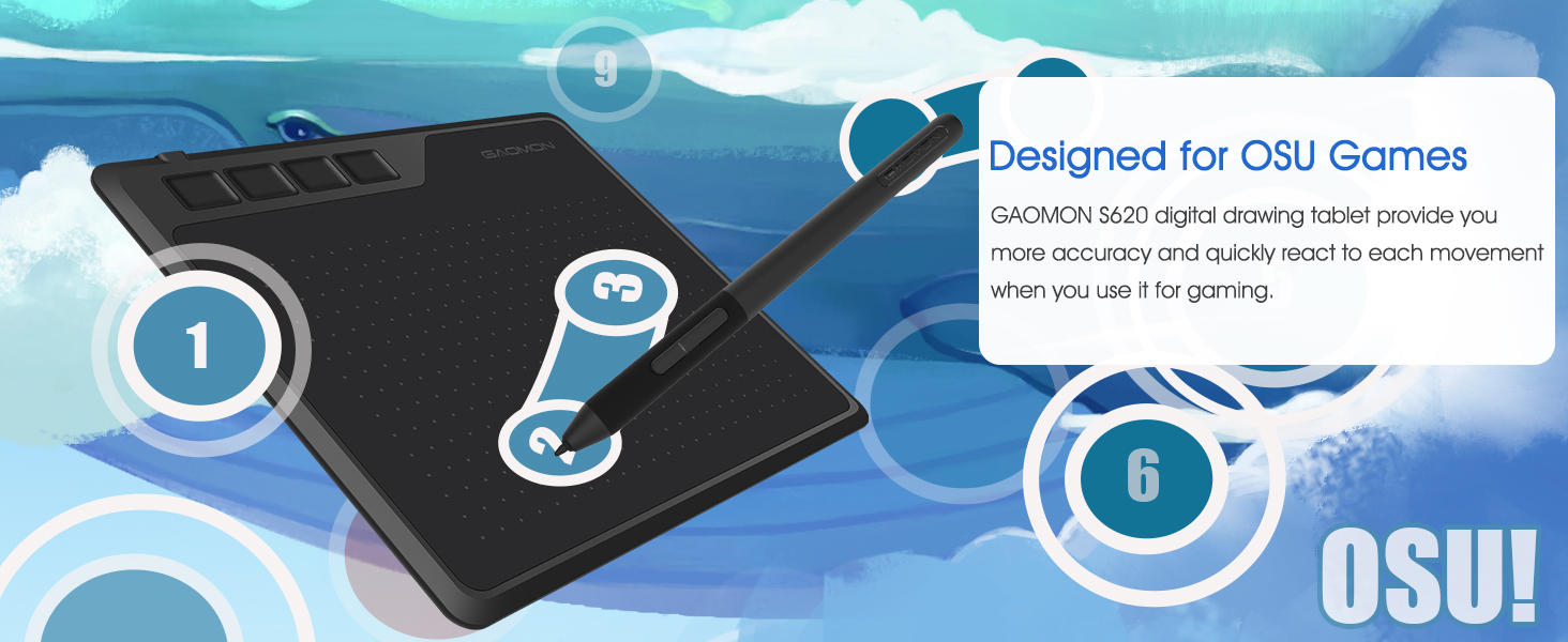 GAOMON S620 Graphics Tablet 6.5 x 4 Inches Pen Tablet with 4 Express ...