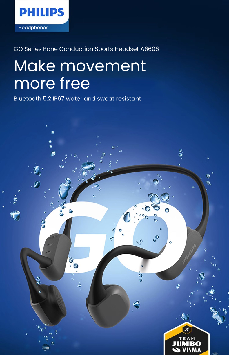 Philips Earphone TAA6606 Bone Conduction 5.2 Bluetooth Headset Sports ...