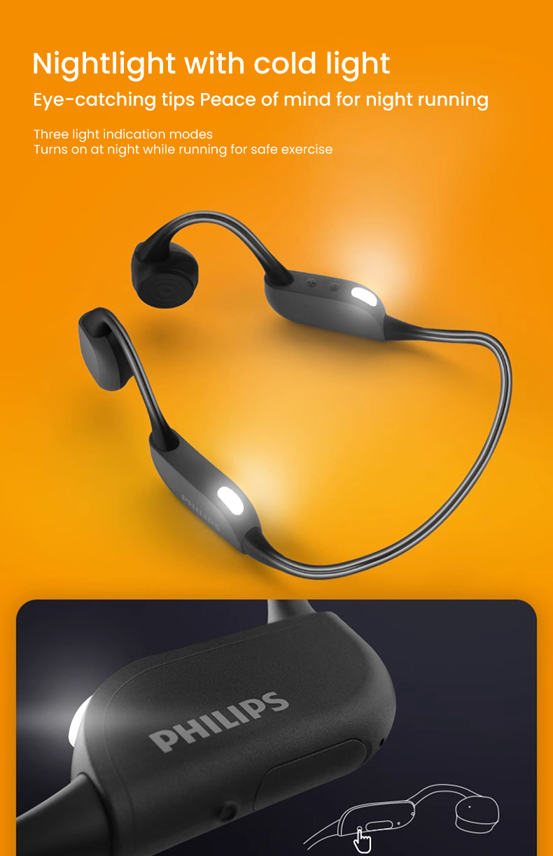 Philips Earphone TAA6606 Bone Conduction 5.2 Bluetooth Headset Sports ...