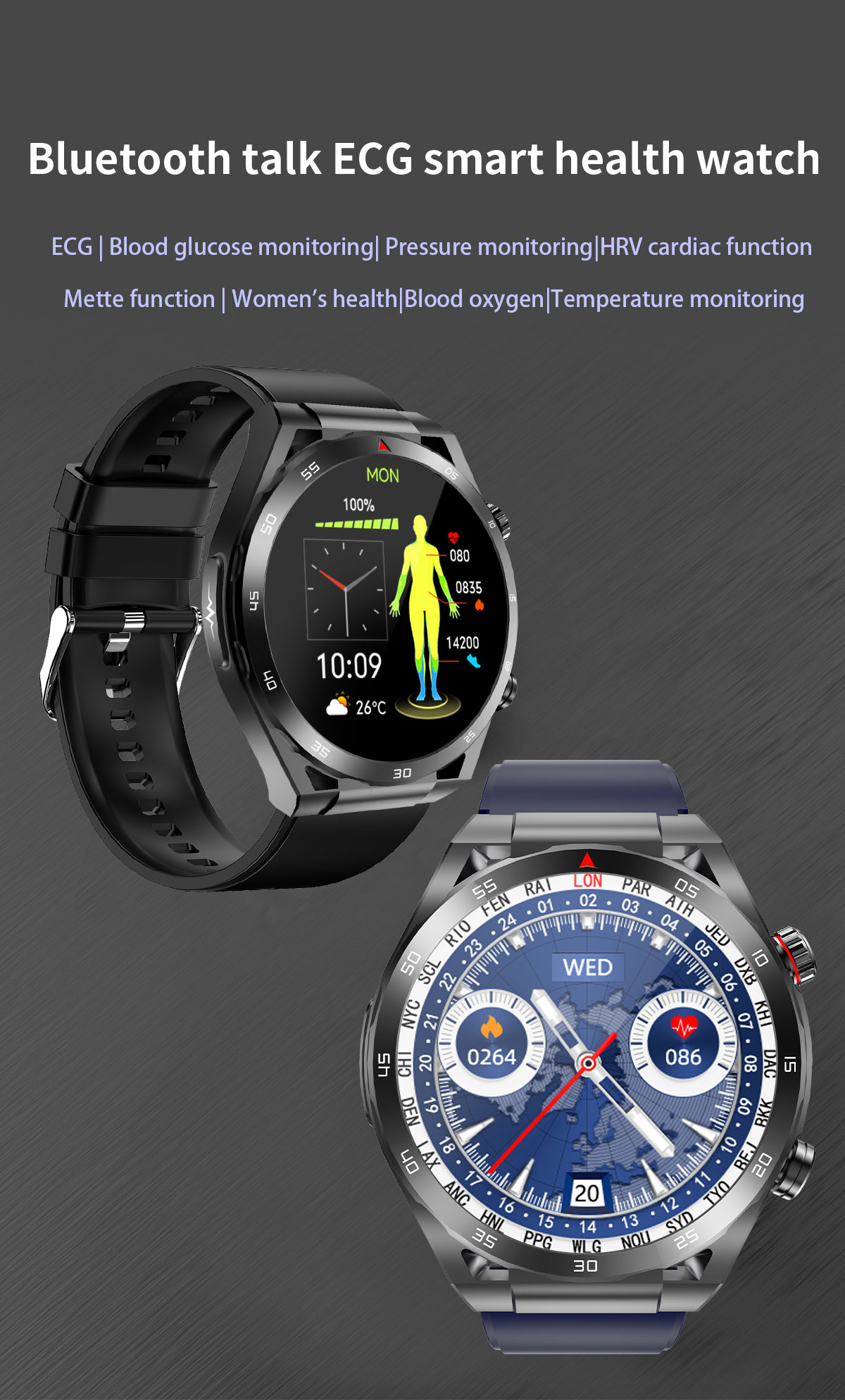 Original ET450 Smart Watch ECG Blood Sugar Pressure Oxygen Body ...