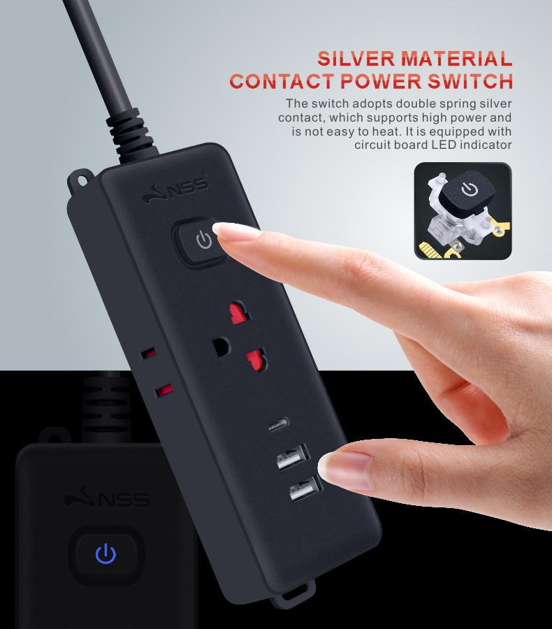 nss Multi-Function Socket Extension outlet with switch USB cable socket power Extension Sockets ...