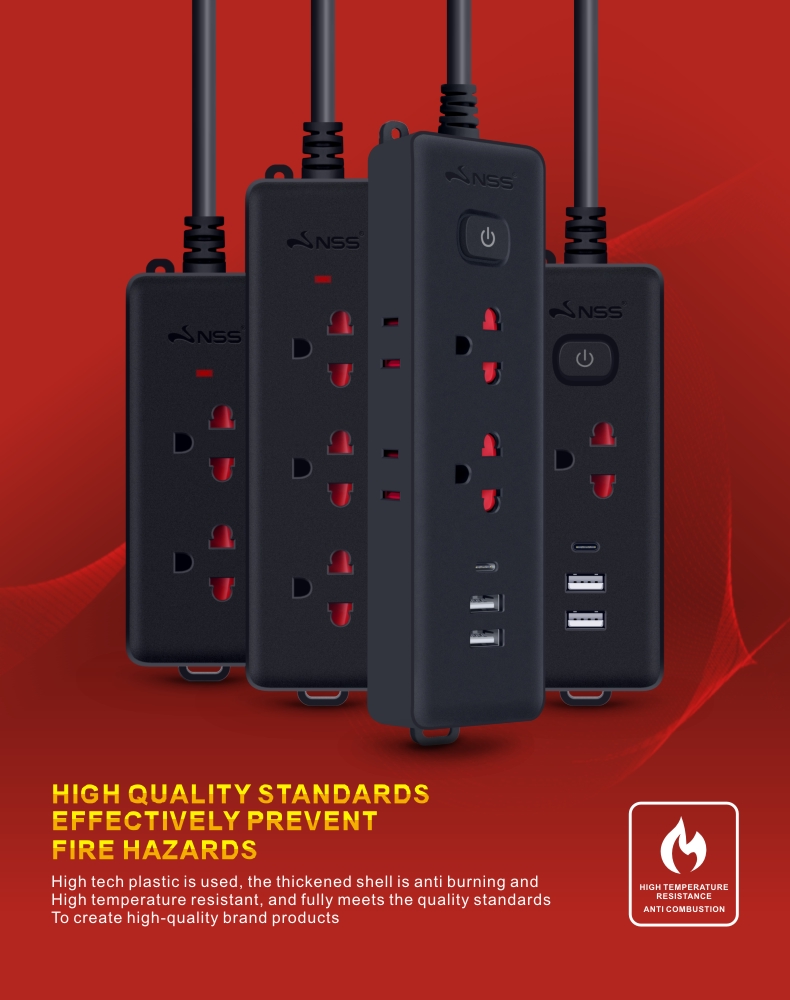 nss Multi-Function Socket Extension outlet with switch USB cable socket power Extension Sockets ...