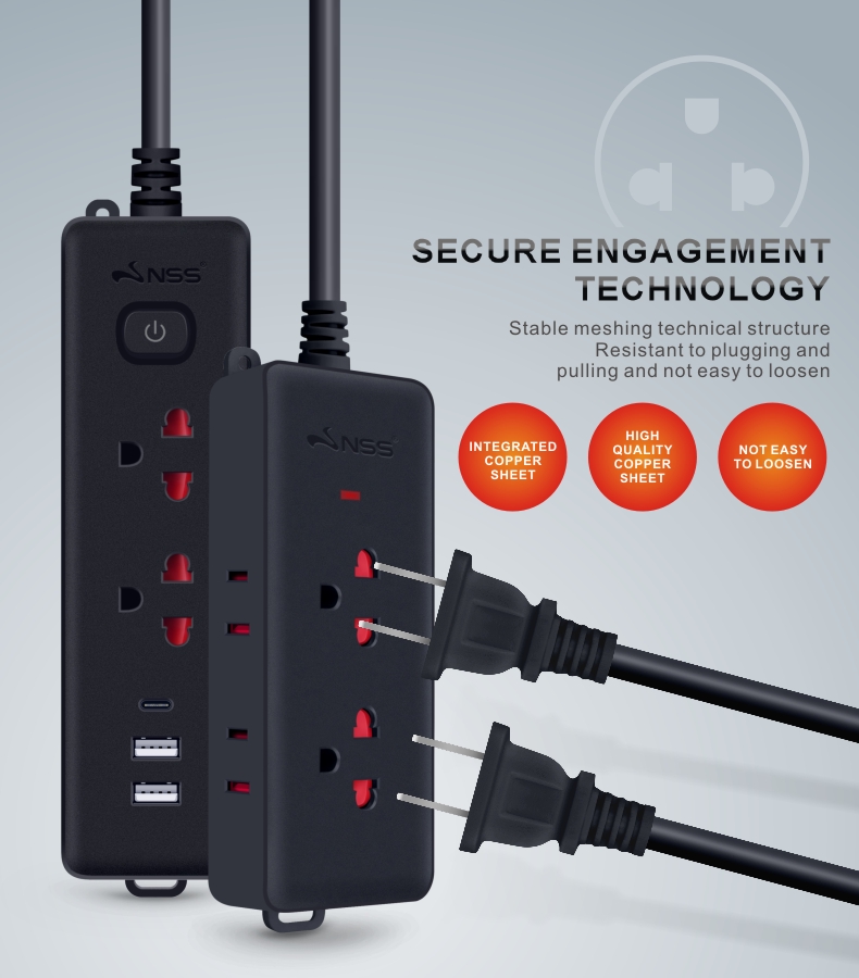 nss Multi-Function Socket Extension outlet with switch USB cable socket ...
