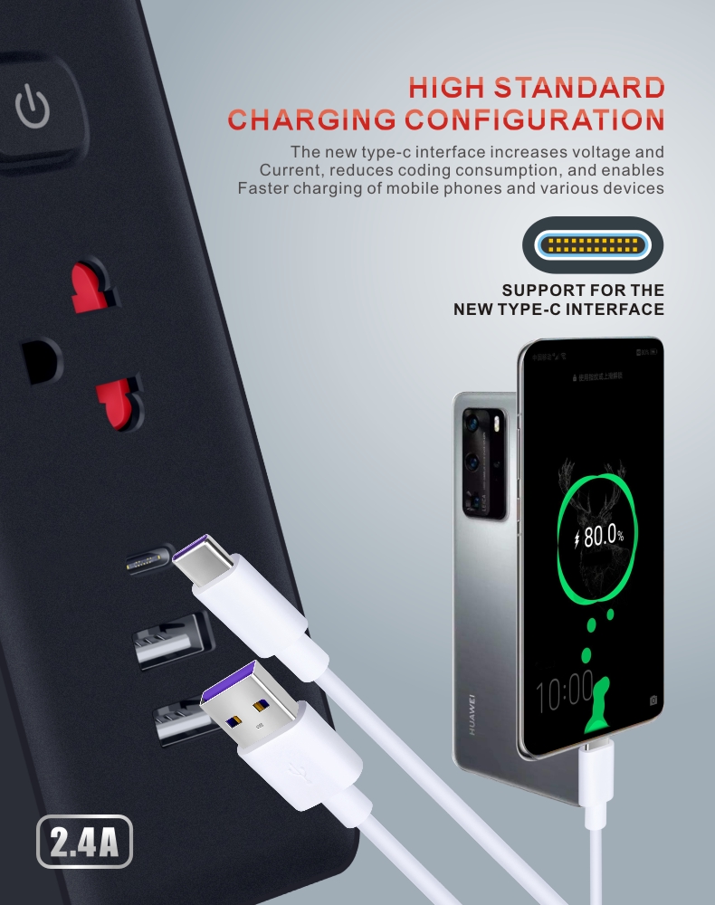 nss Multi-Function Socket Extension outlet with switch USB cable socket power Extension Sockets ...