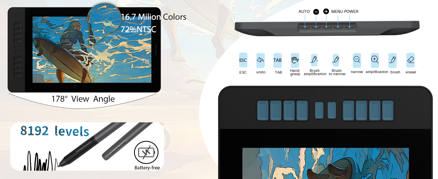 GAOMON PD1561 15.6 Inches Full HD IPS Pen Display with 8192 Levels ...