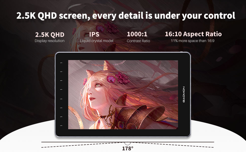 GAOMON PD1610 2.5K QHD Graphics Drawing Tablet with 120% sRGB Full ...