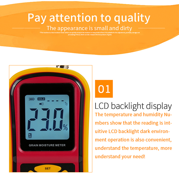 Digital Grain Moisture Meter Smart Sensor 5%~30% Thermometer Seed Paddy ...